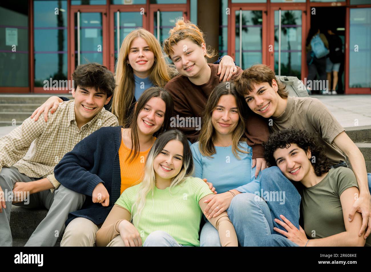 Diverse group college stairs hi-res stock photography and images - Alamy