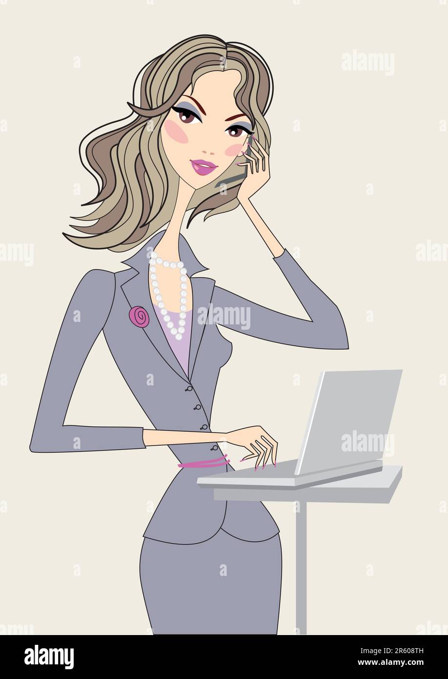 Business woman typing phone Stock Vector Images - Alamy