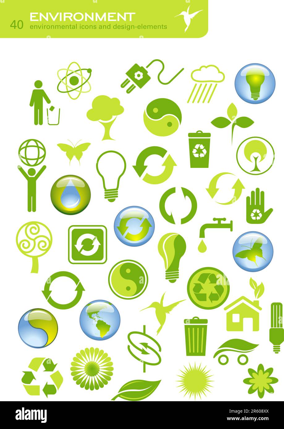 set of 40 simple environmental icons and design elements Stock Vector ...