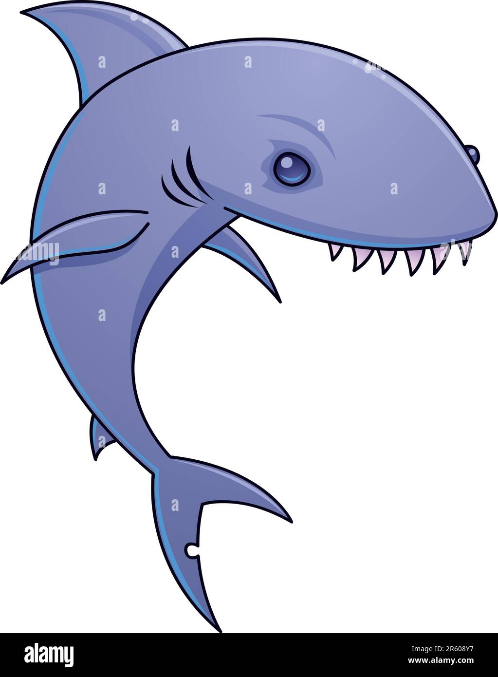 Vector cartoon illustration of a shark with sharp teeth Stock Vector ...