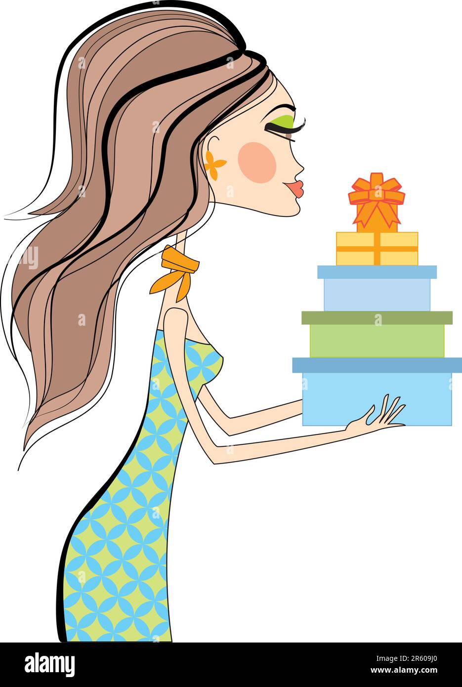 Portrait birthday girl holding Stock Vector Images - Alamy