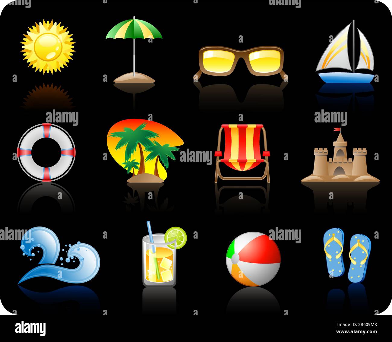 Reflection beach glass ball Stock Vector Images - Alamy