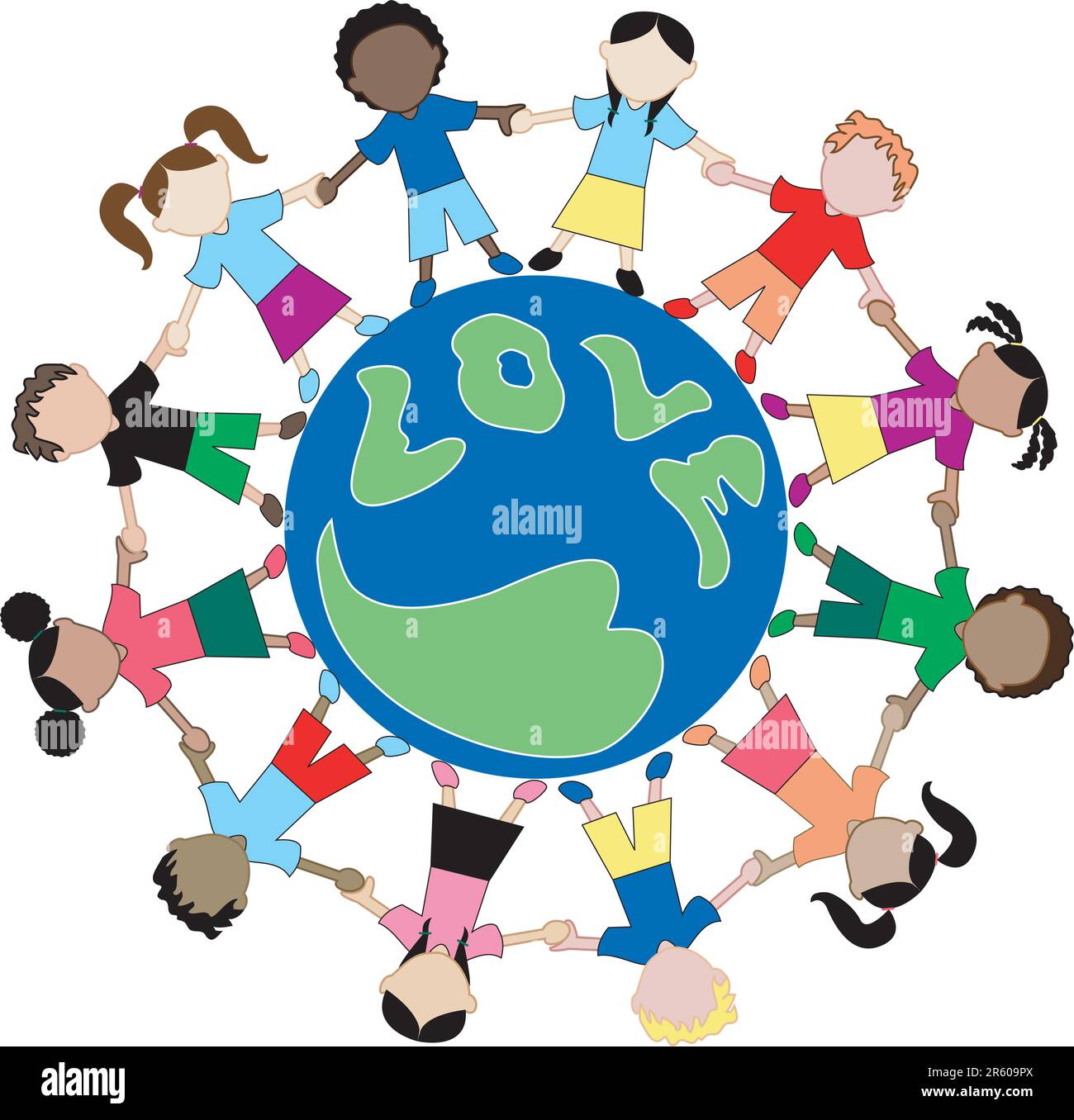 Kids Love Globe 2 showing love for each other Stock Vector Image & Art ...