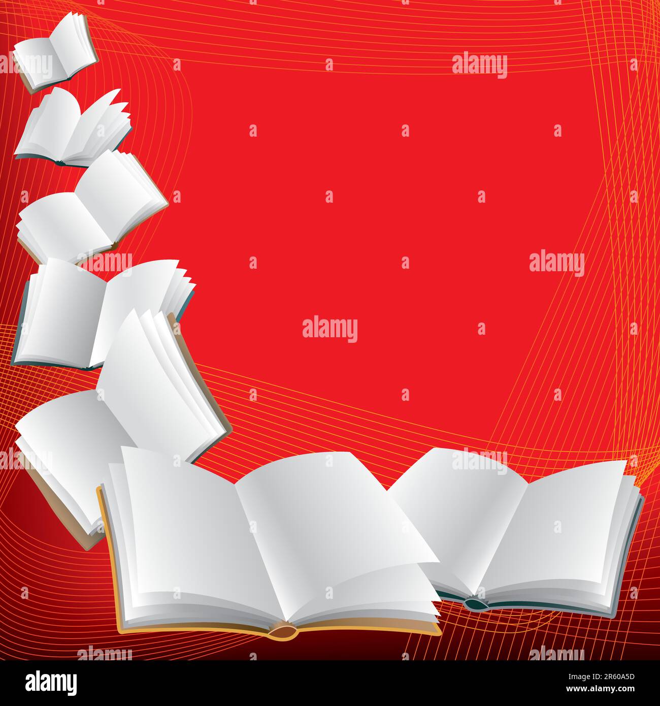 Open flying books on abstract red background Stock Vector Image & Art ...