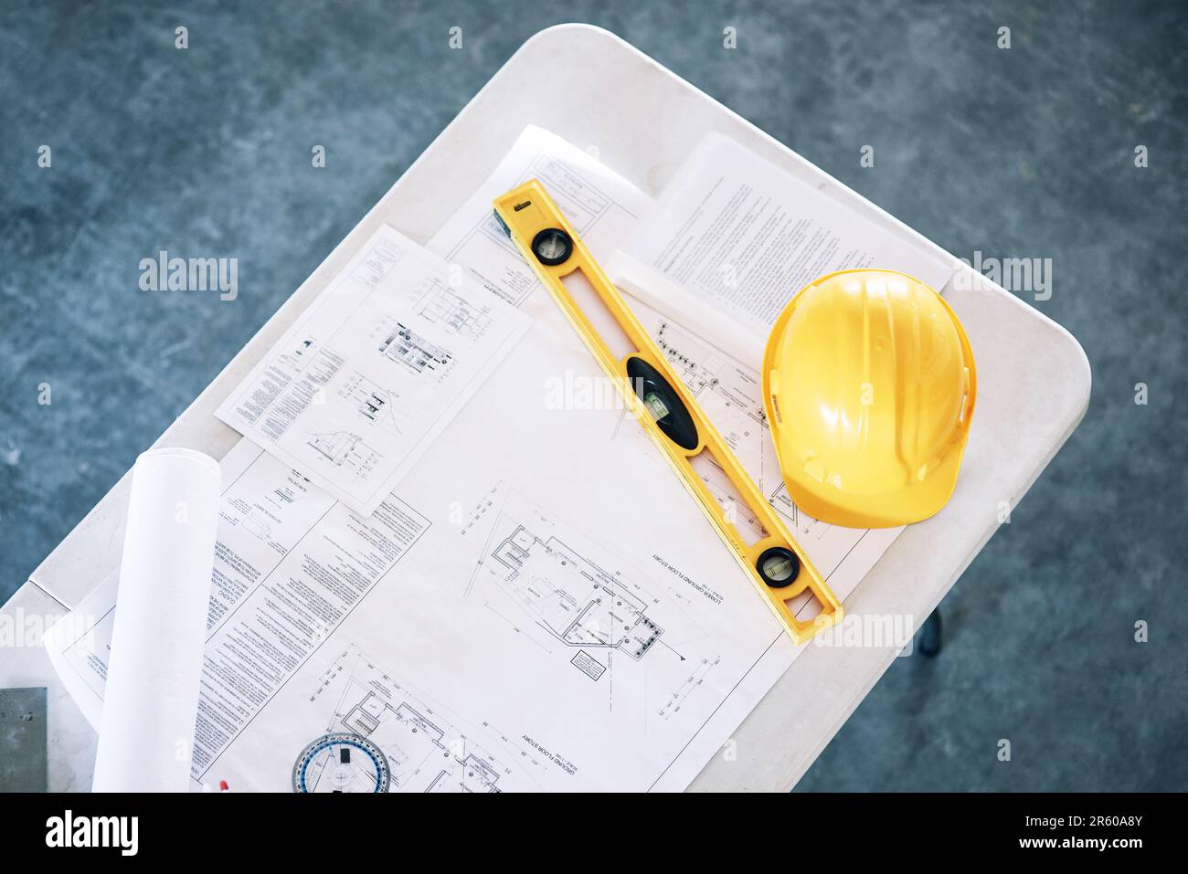 Blueprint, building and project for construction above, planning or ...