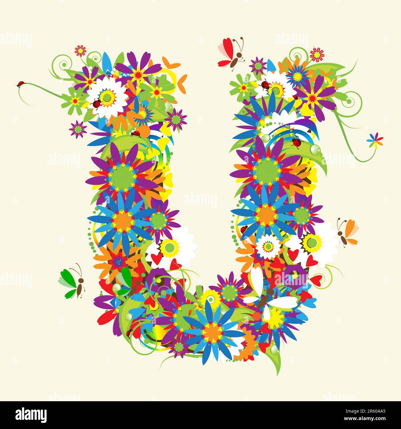 Letter U, floral design. See also letters in my gallery Stock Vector ...