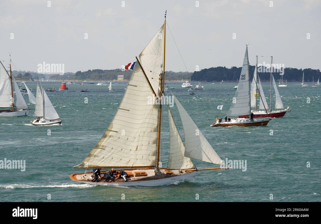 Lady Maud, gaff cutter, in front of Port-Navalo, during Week of the ...
