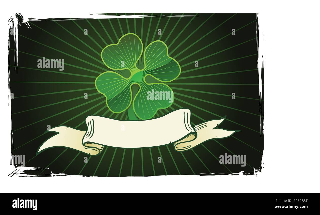 Vector illustration of a clover with banner on dark background Stock ...