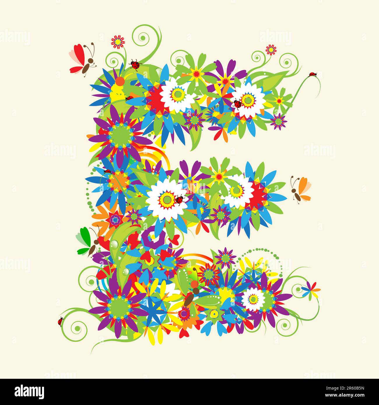 Letter E, floral design. See also letters in my gallery Stock Vector ...