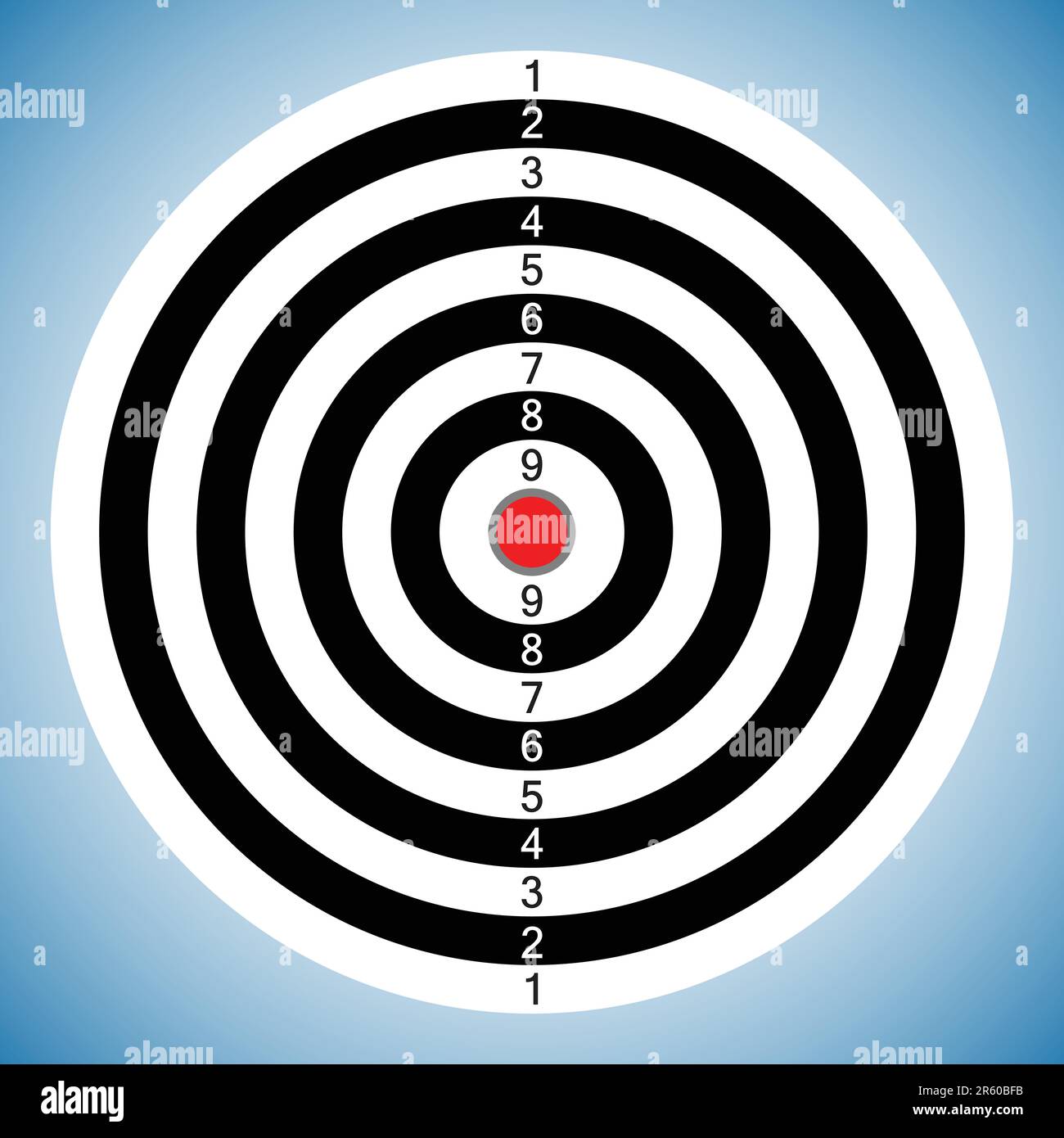 Dartboard illustration isolated over gradient blue background Stock ...