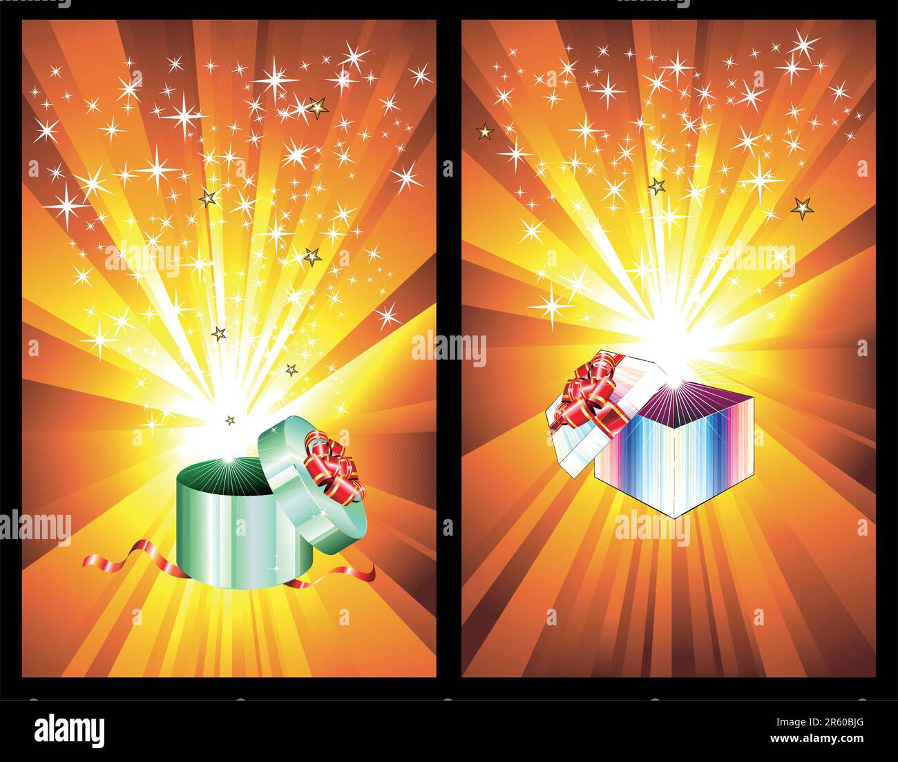 Three Dimensional Colorful Decorated Gift Box with an explosion of ray ...