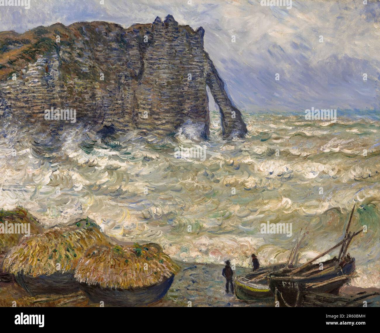 Claude Monet, Rough Sea at Etretat, landscape painting in oil on canvas ...