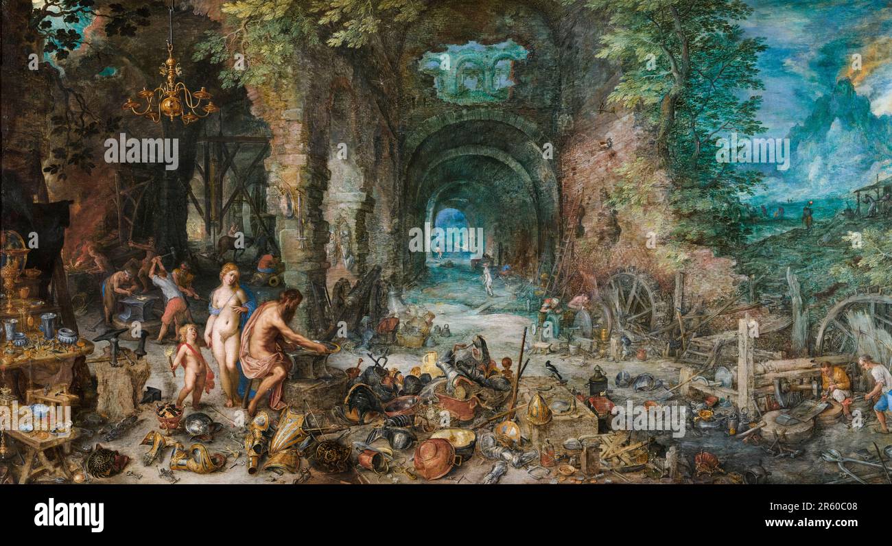 Jan Brueghel the Elder, Allegory of Fire, Venus in the Forge of Vulcan ...