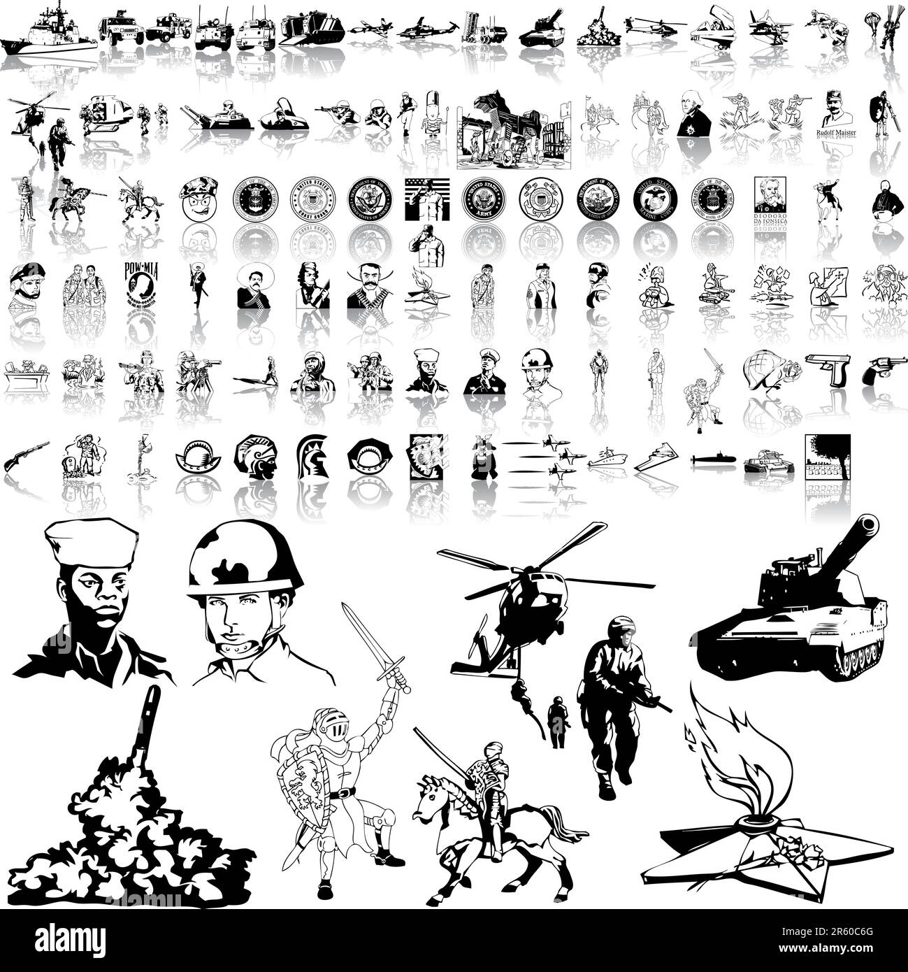 Army set of black sketch. Part 7. Isolated groups and layers Stock ...