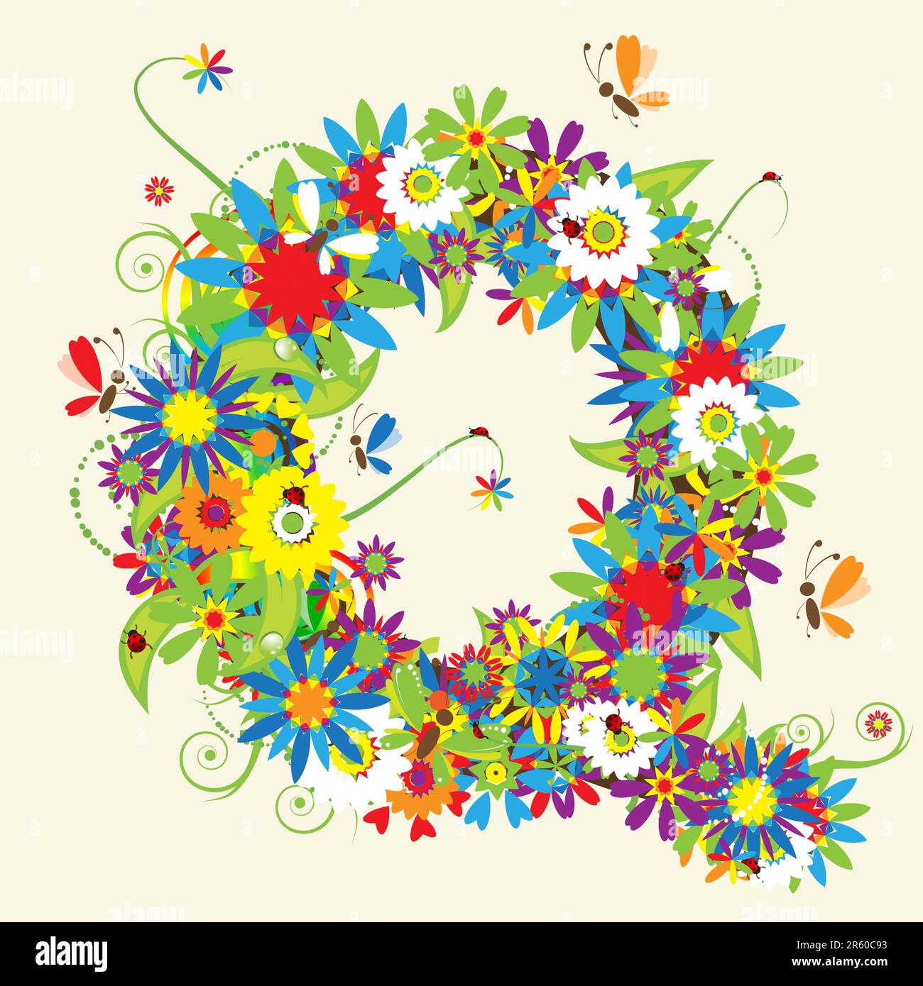Letter Q, floral design. See also letters in my gallery Stock Vector ...