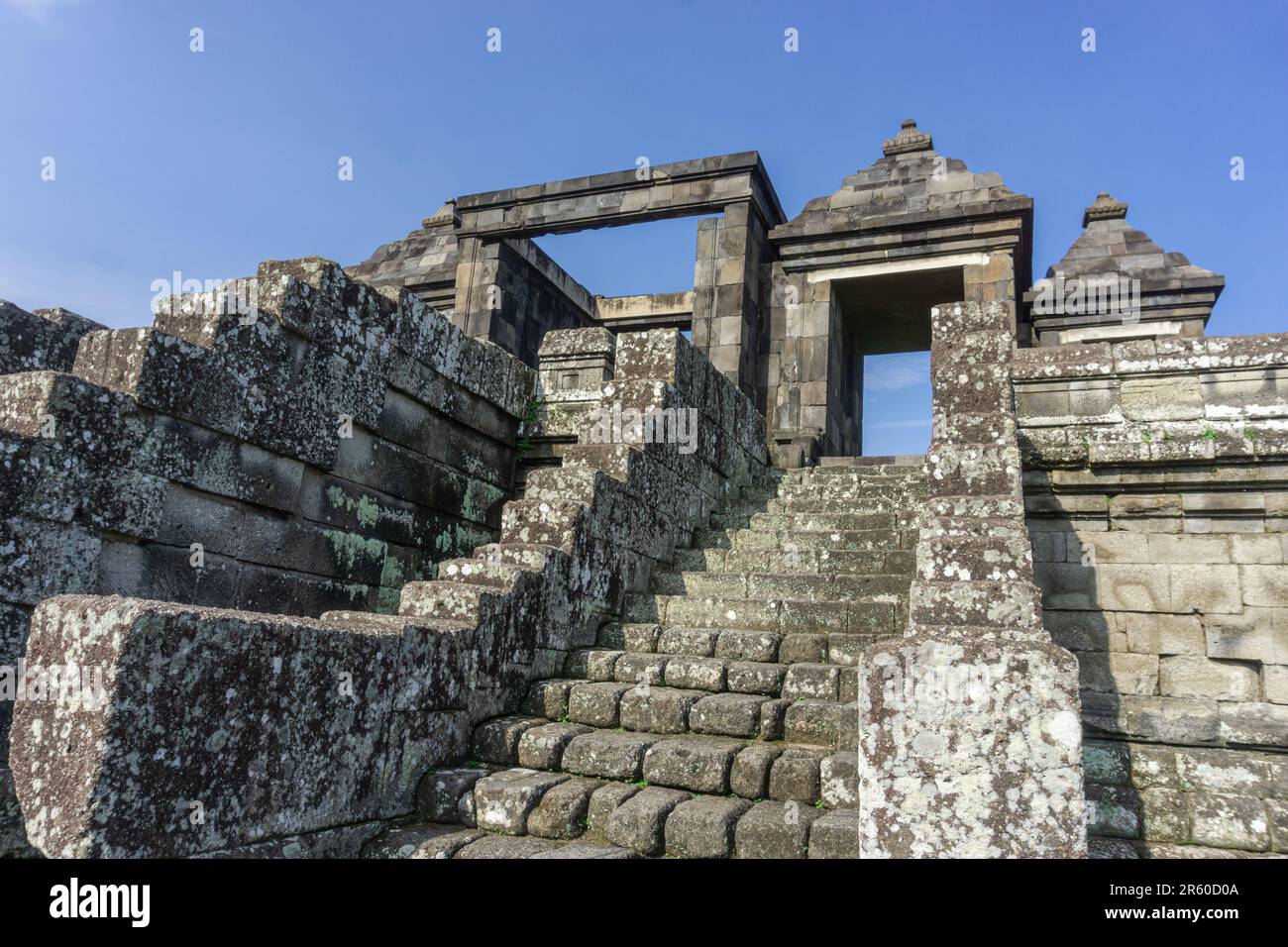 One of three stairs of the second gate of the Ratu Boko Temple, Sleman ...