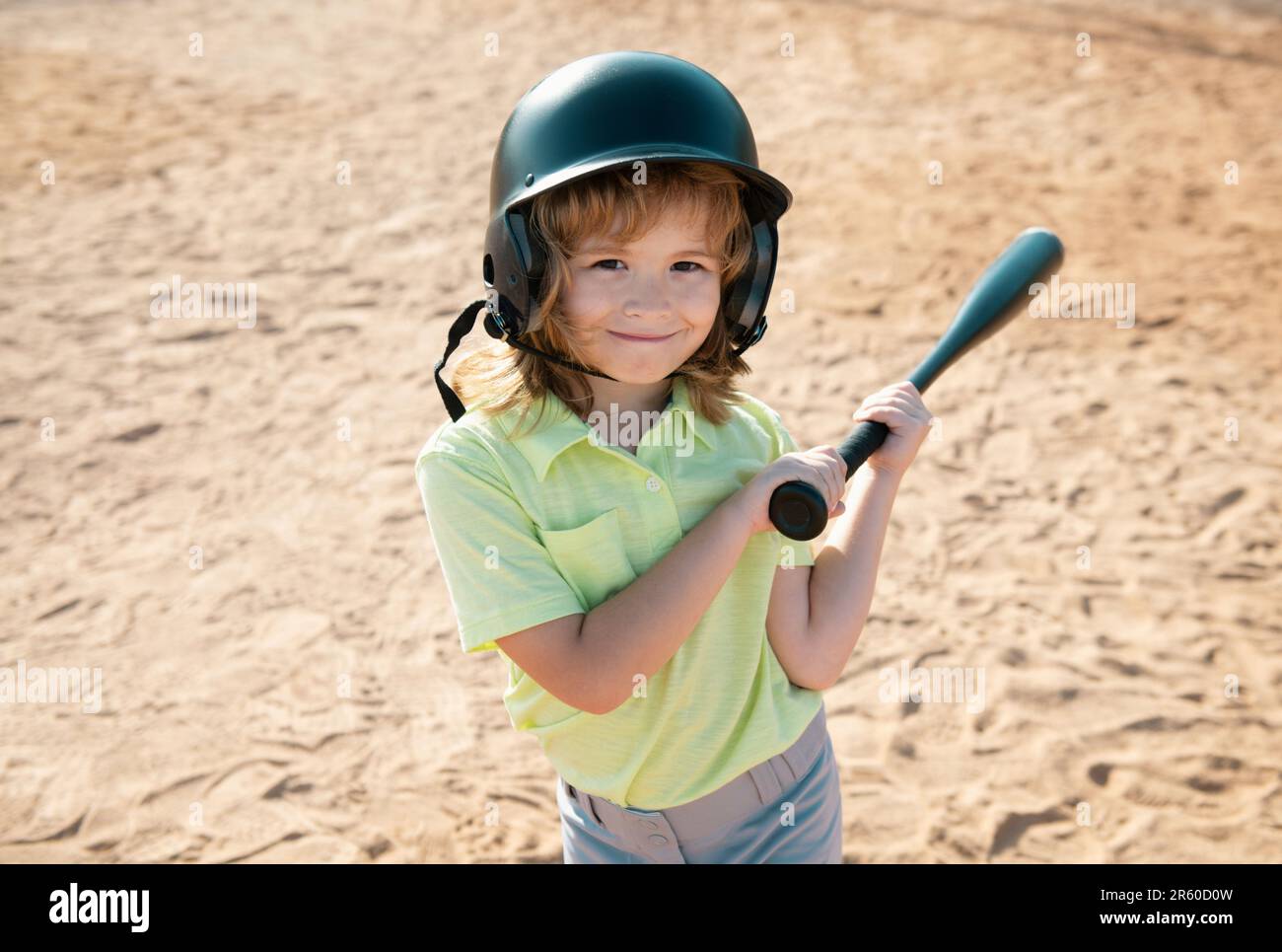 Child playing Baseball. Batter in youth league getting a hit. Boy kid ...