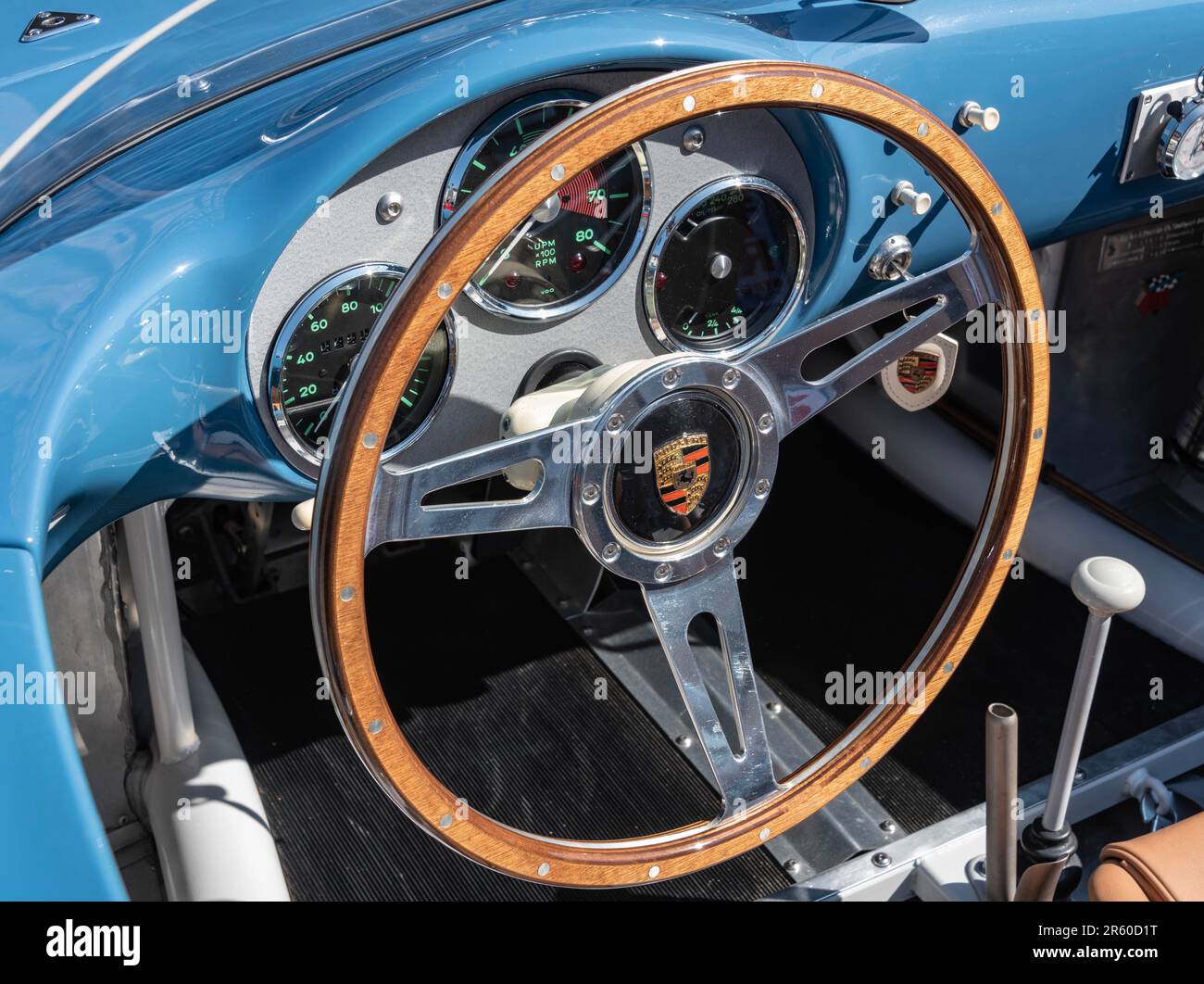 Cockpit view of classic Porsche Spyder racer Stock Photo - Alamy
