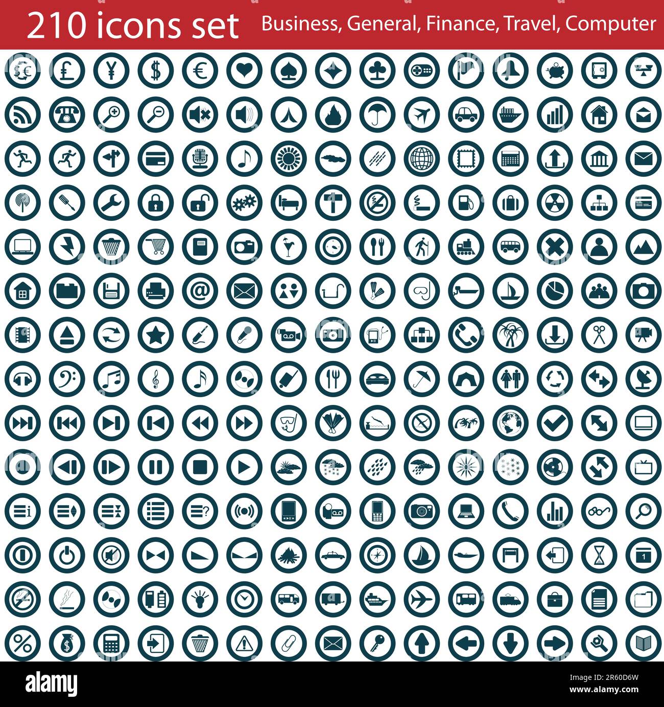 Biggest collection of different icons for using in web design Stock ...