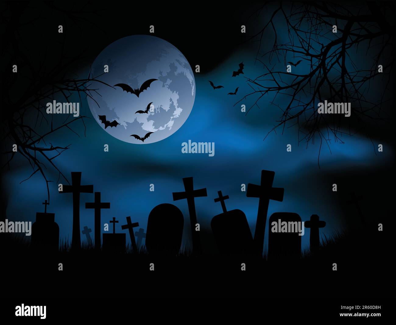 Scary graveyard Stock Vector Images - Alamy