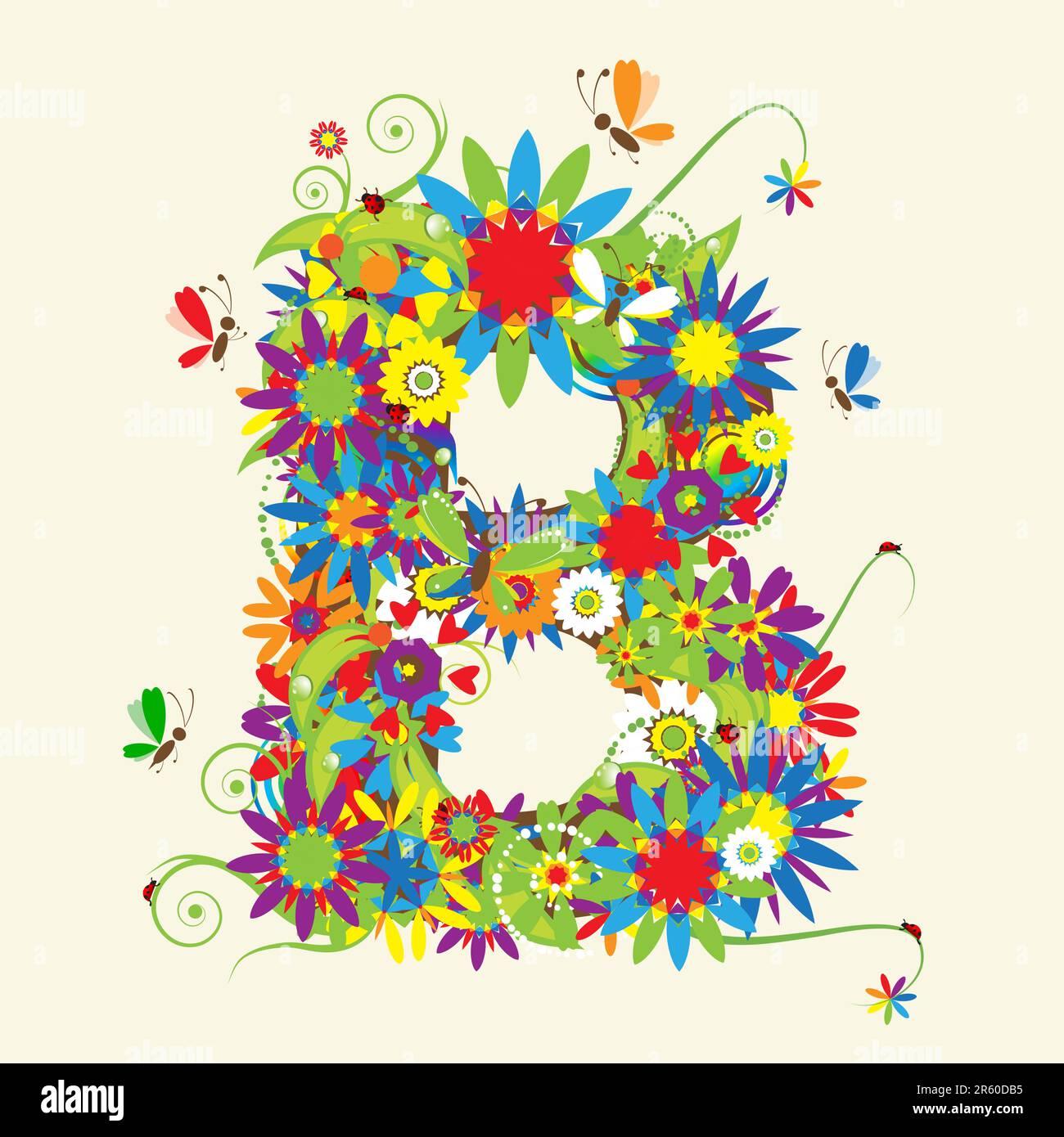 Letter B, floral design. See also letters in my gallery Stock Vector ...