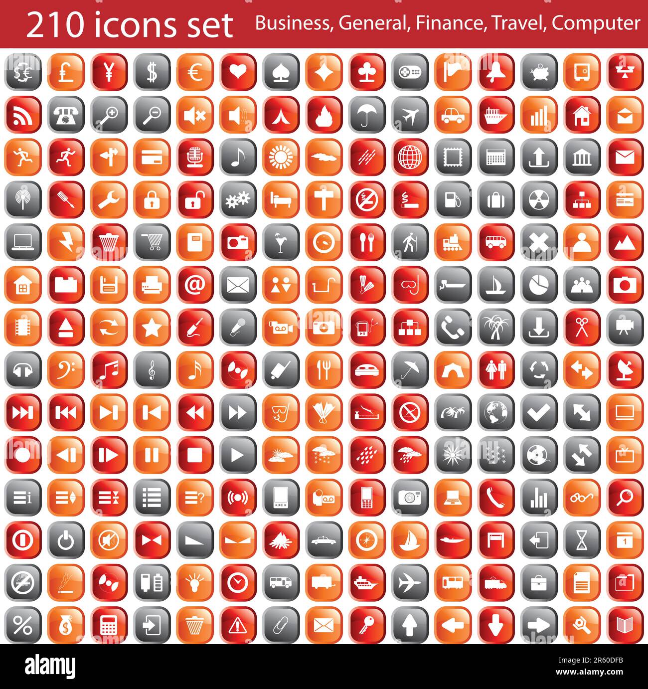 Biggest collection of different icons for using in web design Stock ...