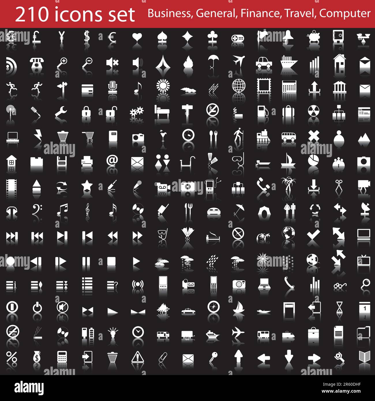 Biggest collection of different icons for using in web design Stock ...