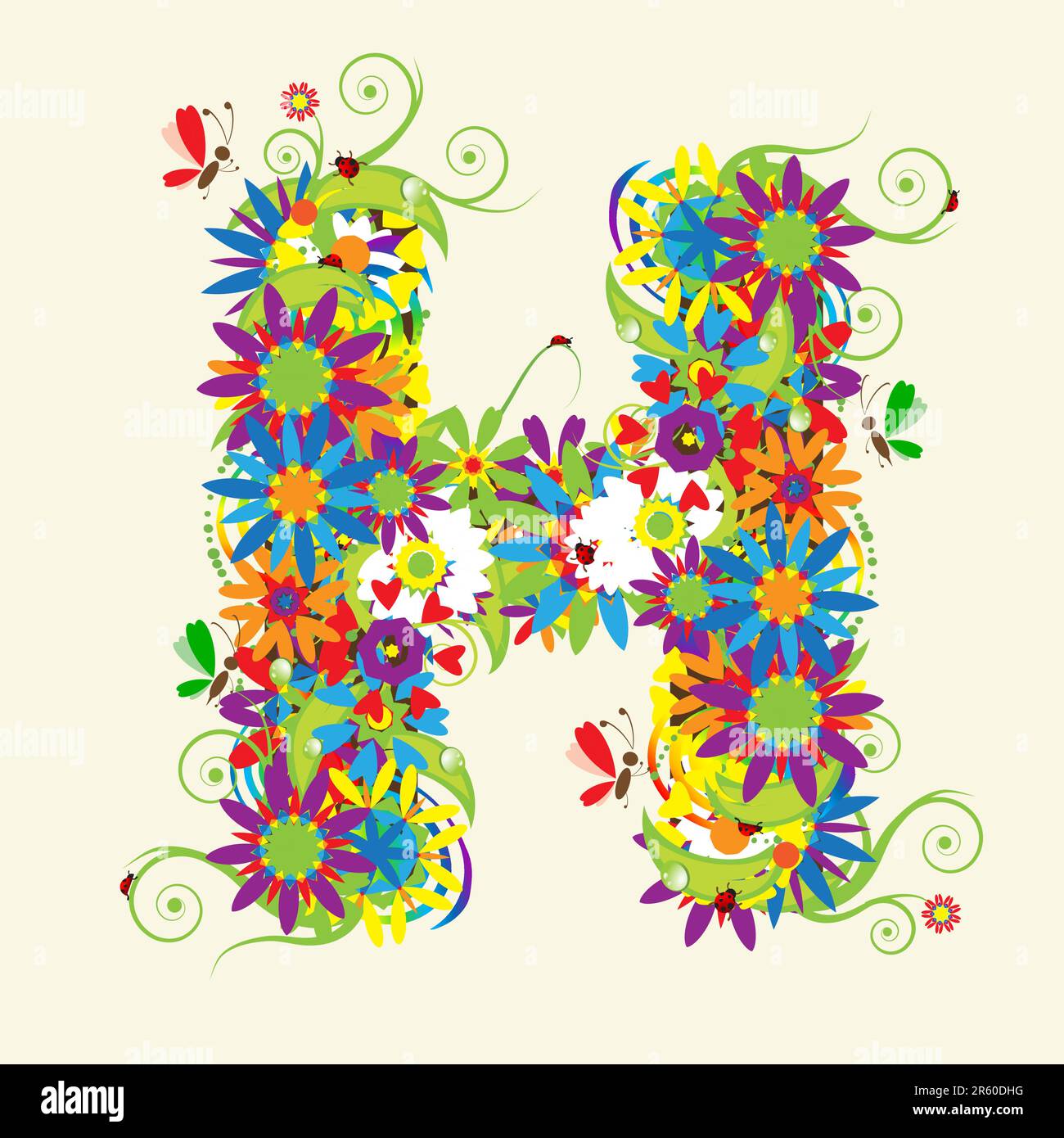 Letter H, floral design. See also letters in my gallery Stock Vector ...