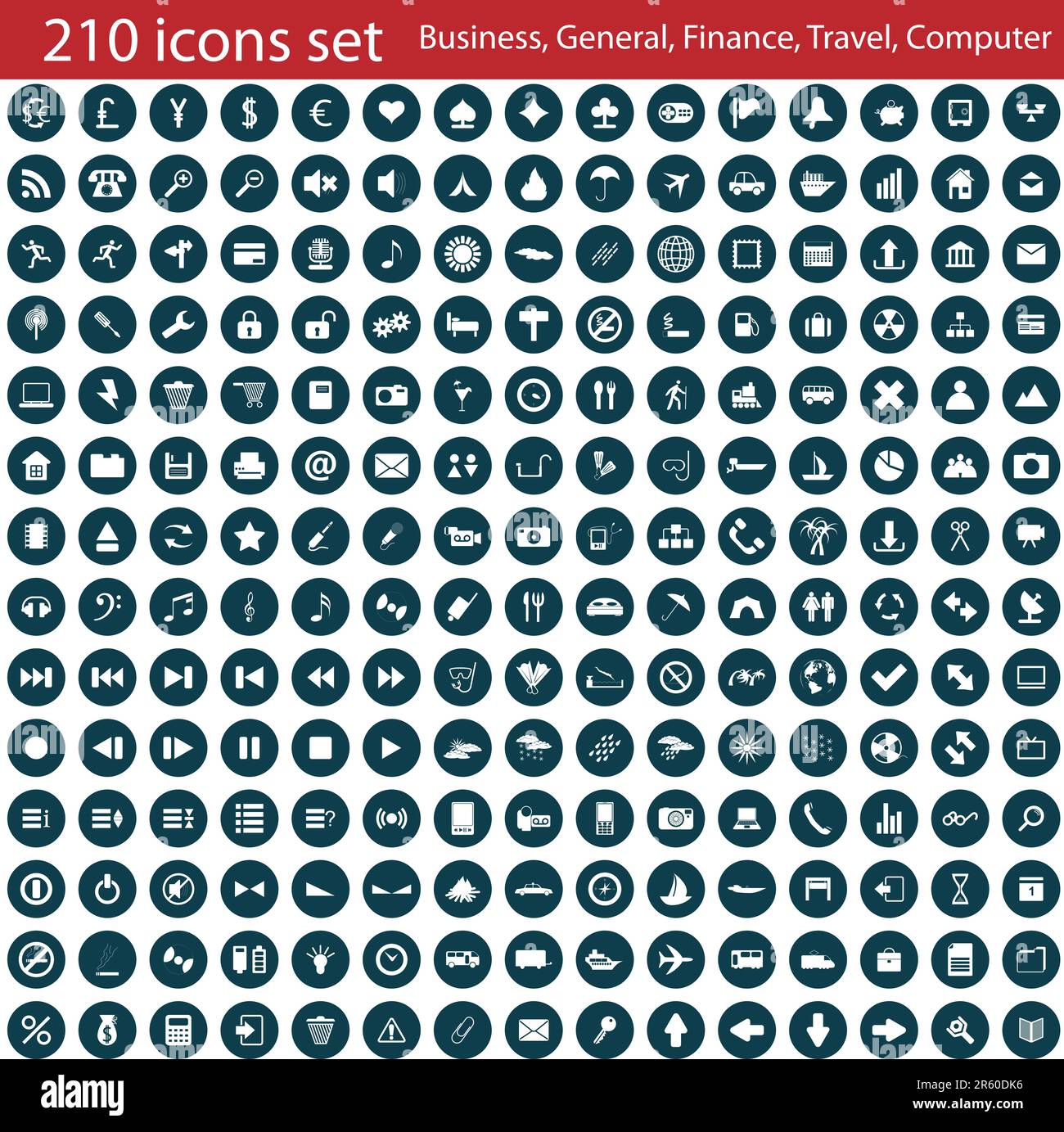 Biggest collection of different icons for using in web design Stock ...