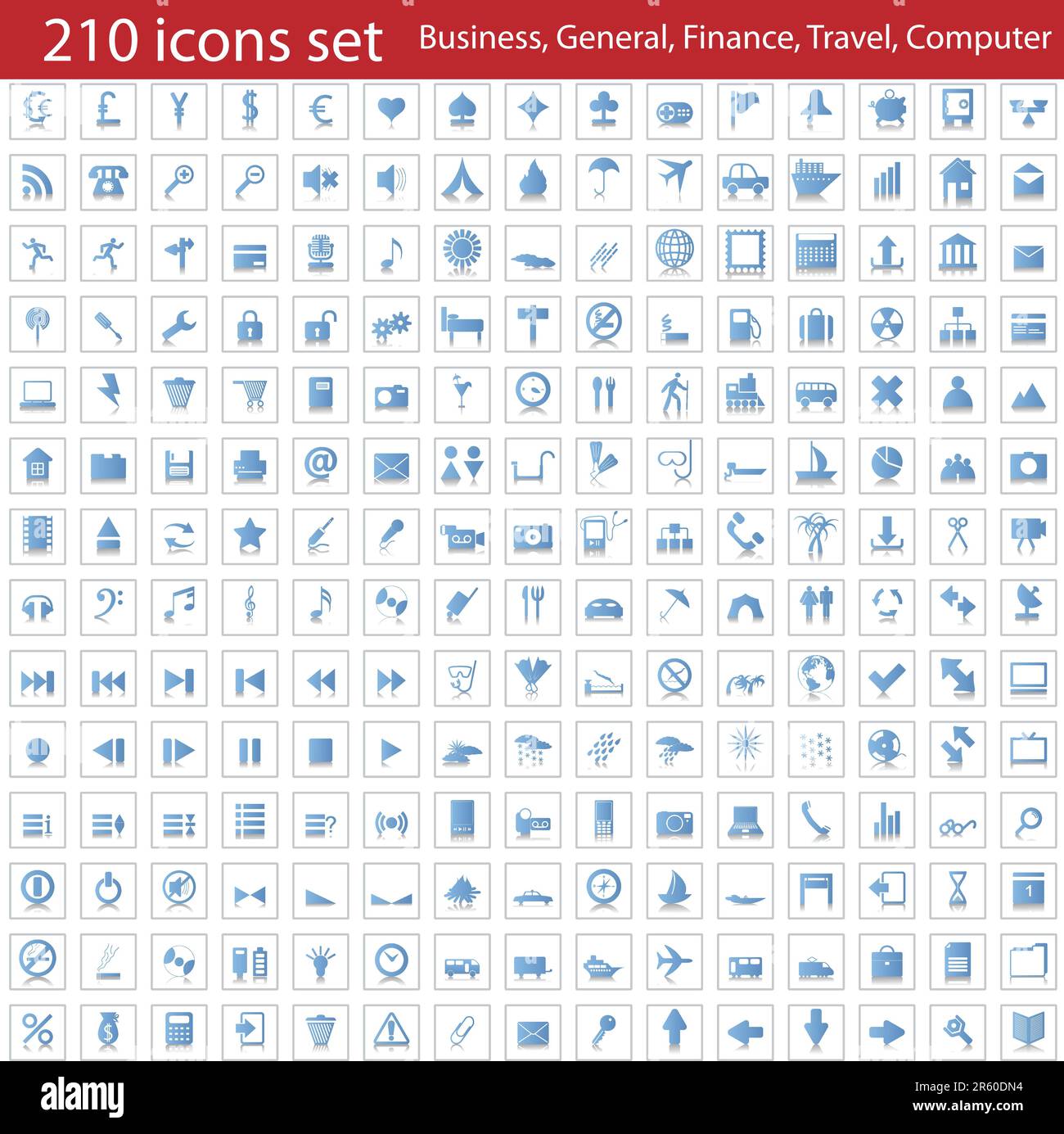 Biggest collection of different icons for using in web design Stock ...
