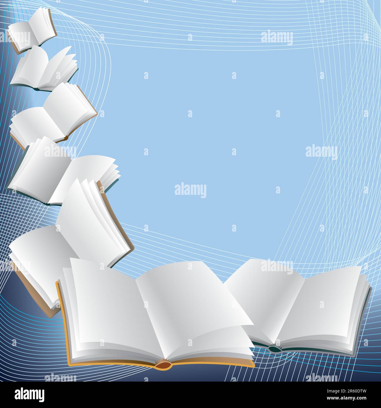 Open flying books on abstract blue background Stock Vector Image & Art ...