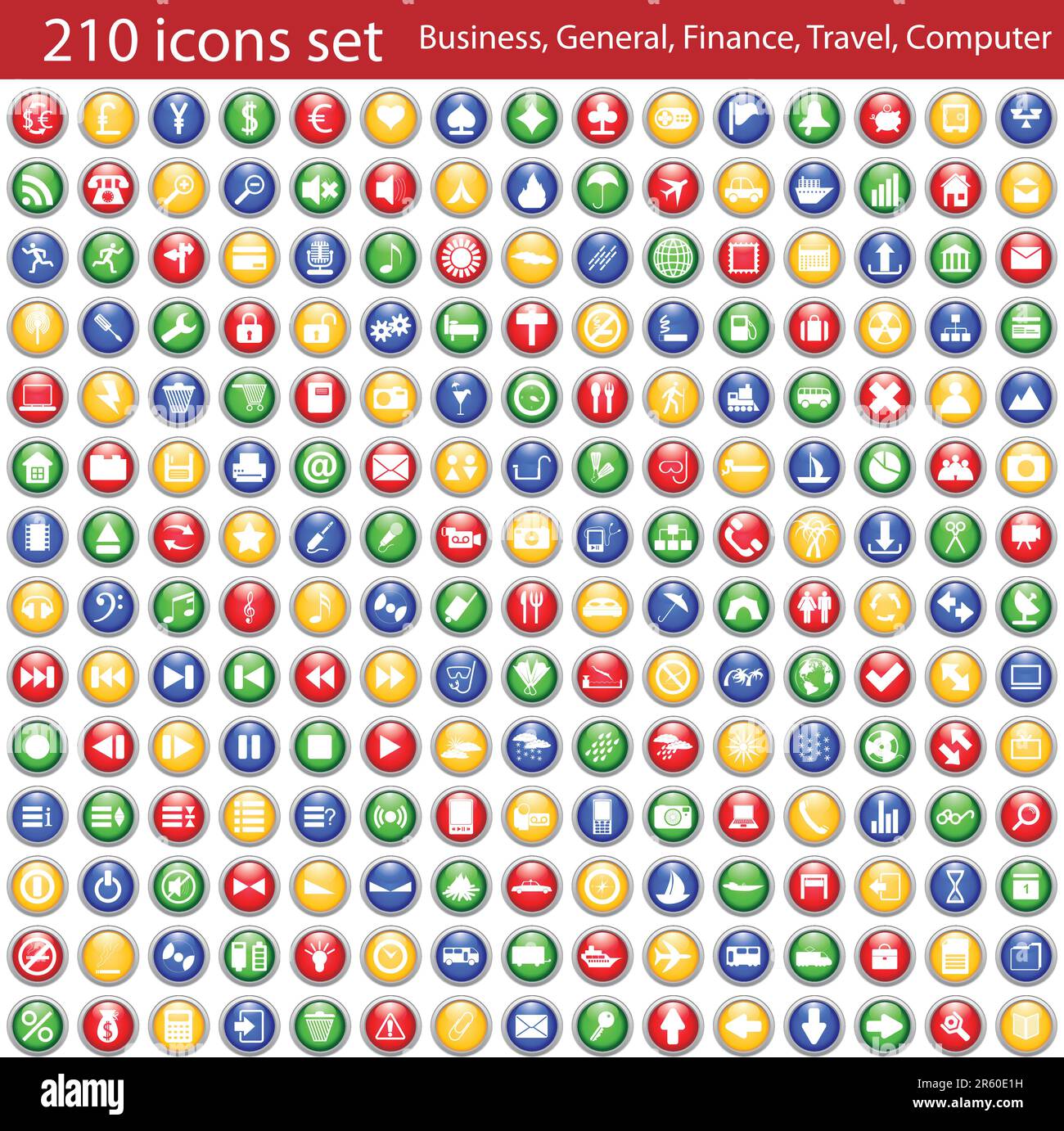 Biggest collection of different icons for using in web design Stock ...