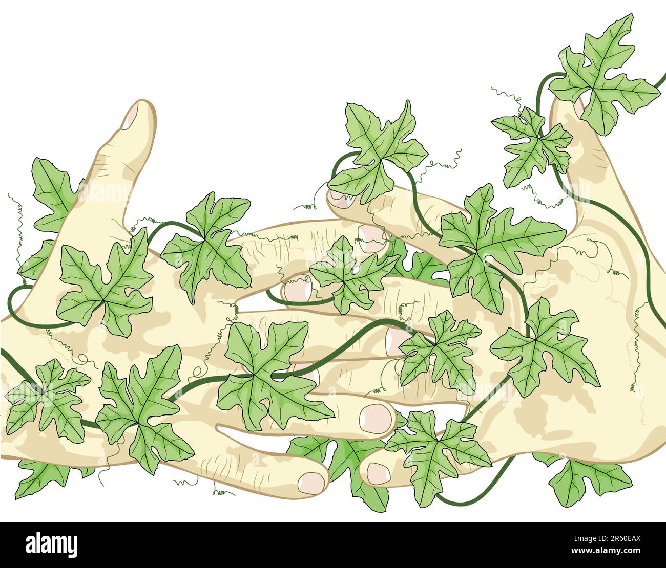 Fully editable vector illustration of hands and vines Stock Vector ...