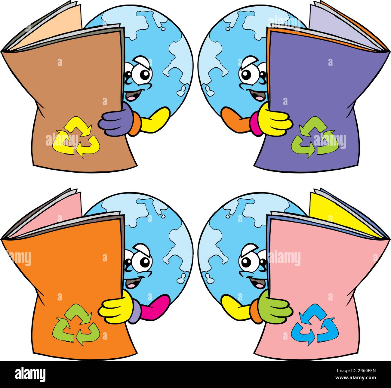 a digitally illustrated happy earth reading newspaper Stock Vector ...