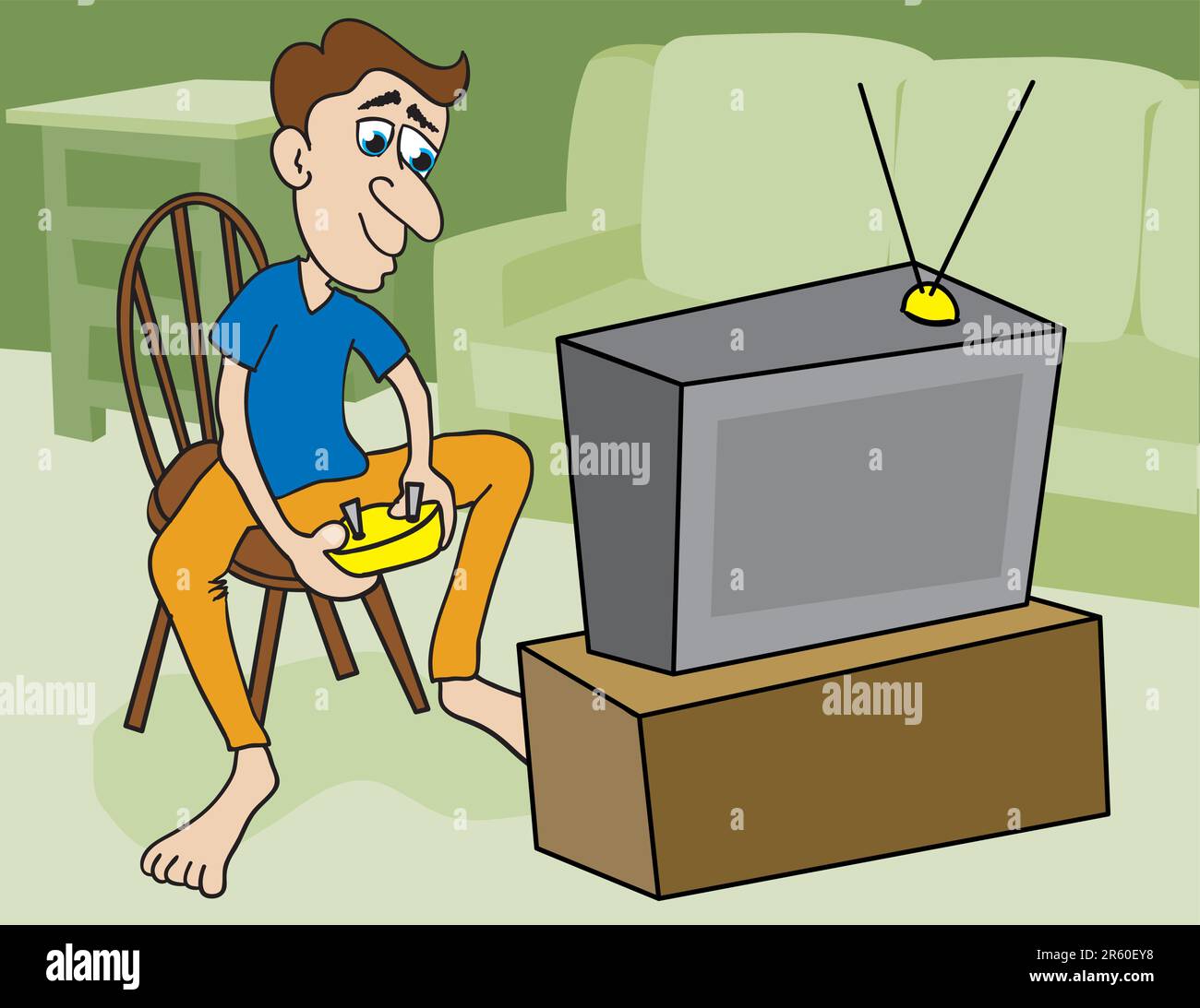 Illustration of a man playing a video game Stock Vector Image & Art - Alamy