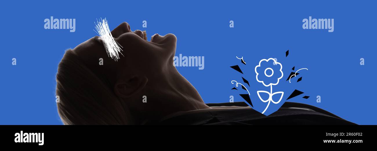 Overcoming mental breakdown. Woman shouting, suffering from pain and ...