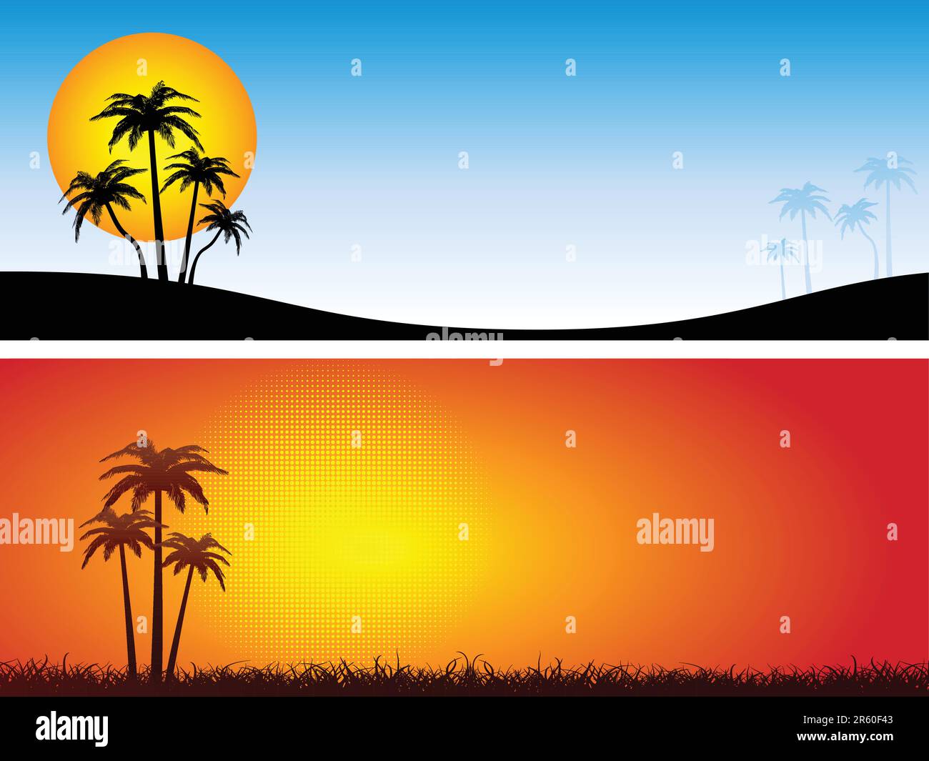 Summer scenes with palm trees Stock Vector Image & Art - Alamy