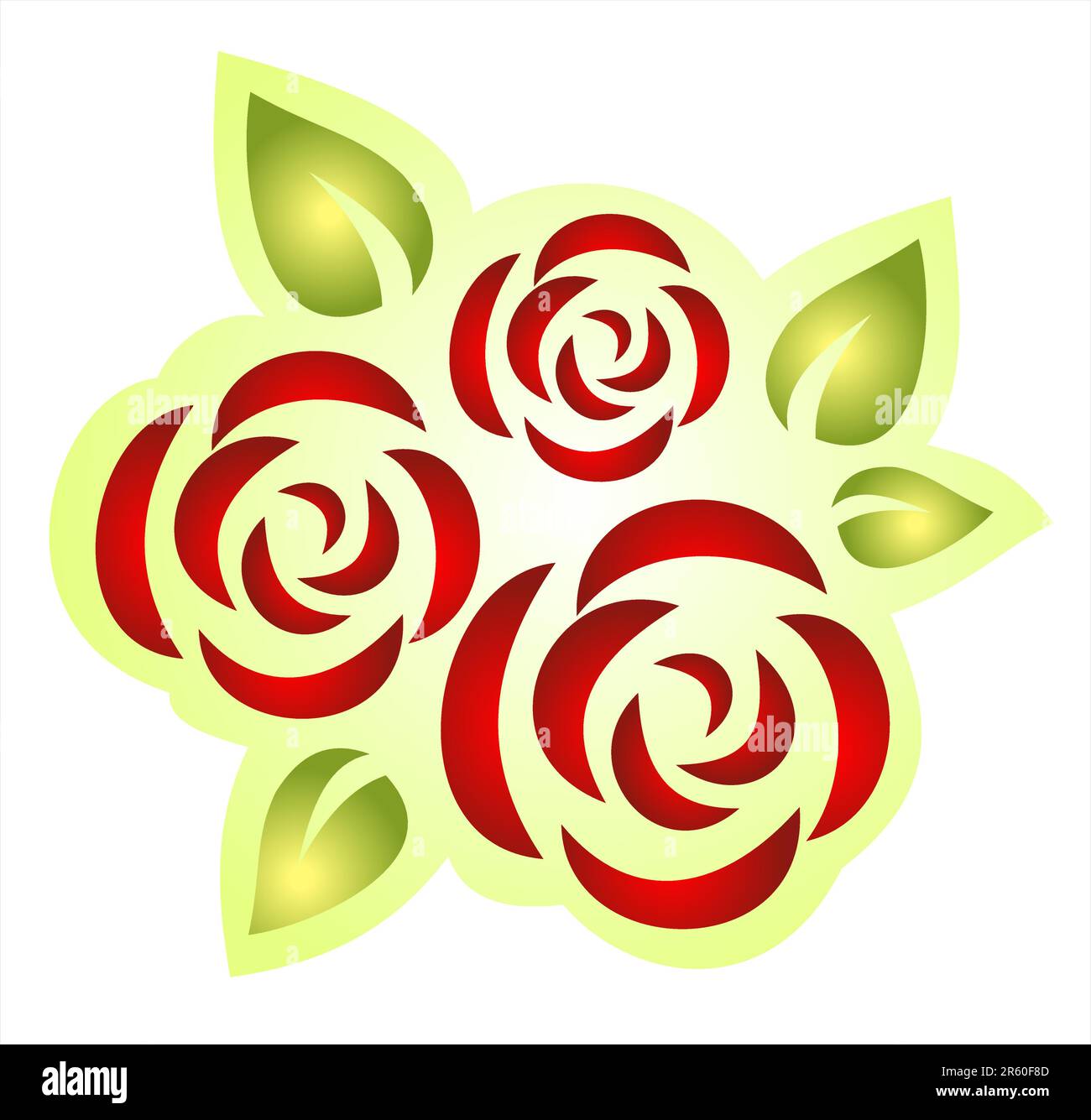 Three stylized roses on a white background. Digital illustration Stock ...