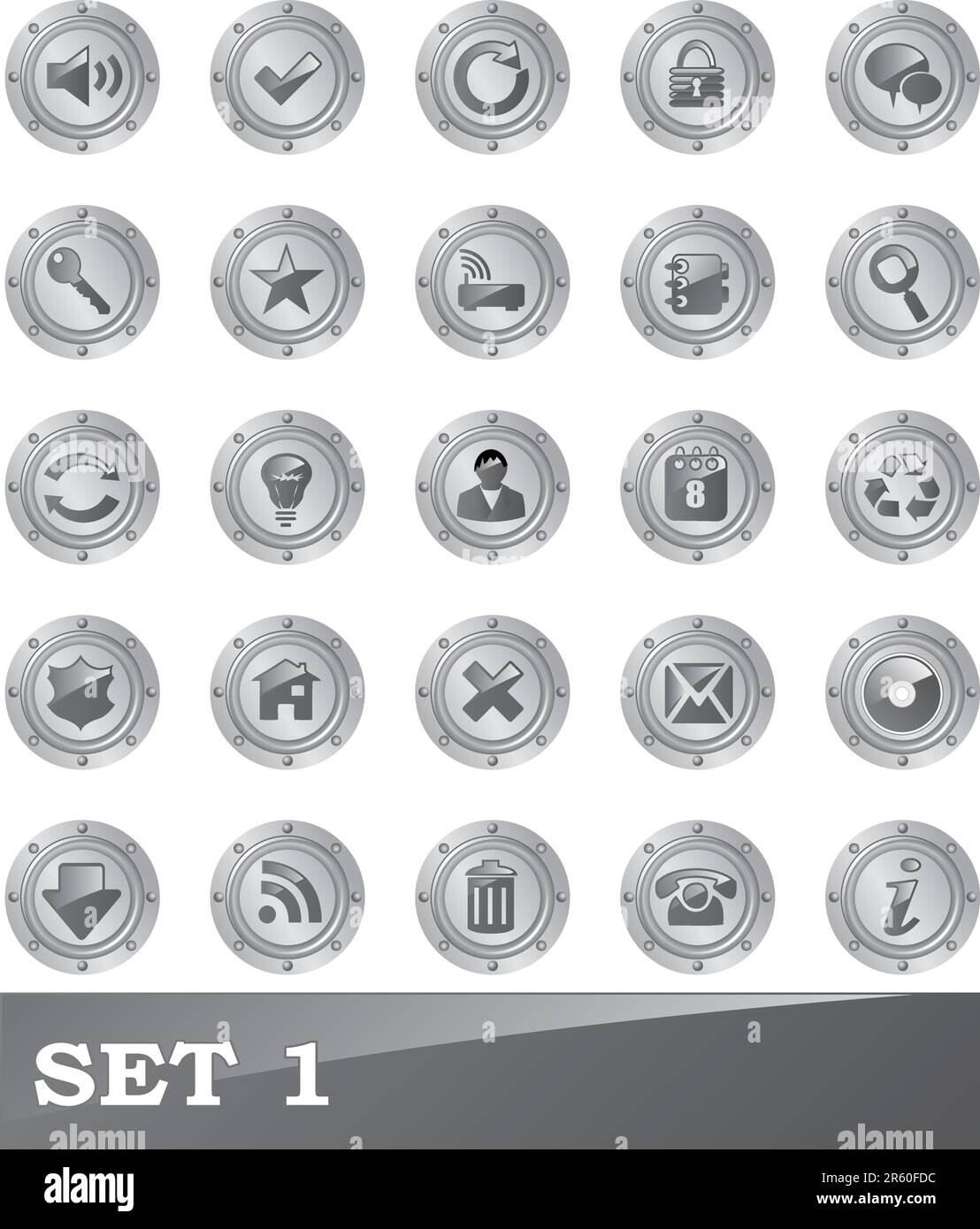 Metallic metal button set arrow hi-res stock photography and images - Alamy