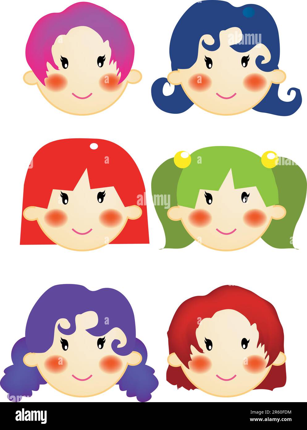 A series of girls hair style, vector, illustration Stock Vector Image ...