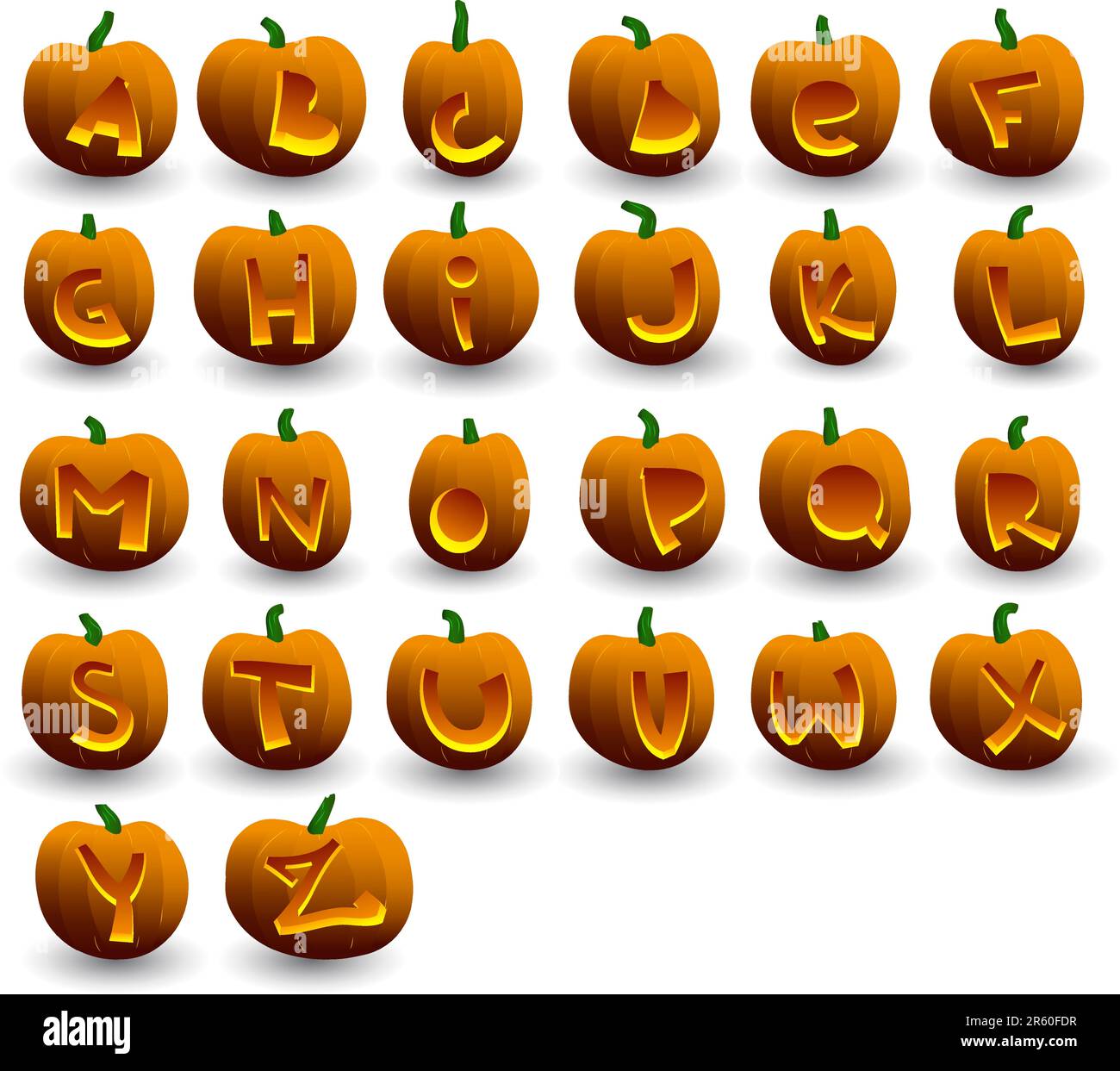 vector halloween pumpkins alphabet on white background Stock Vector ...