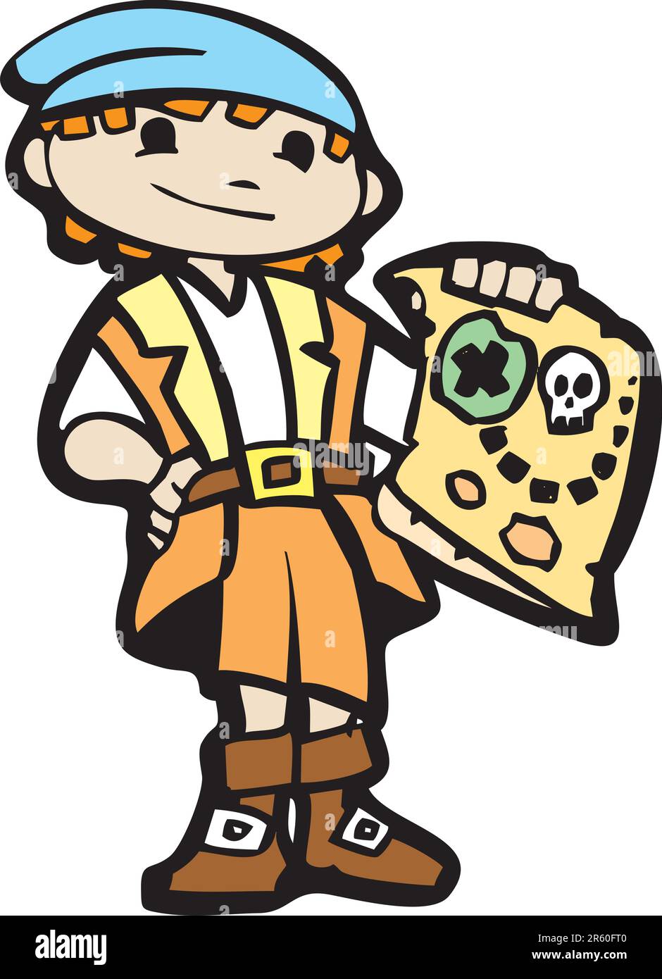 Boy in pirate costume with treasure map Stock Vector Image & Art - Alamy