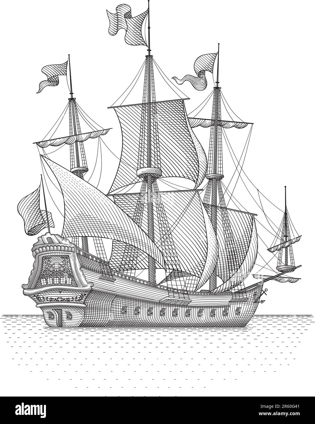 Retro ship vector Stock Vector Image & Art - Alamy