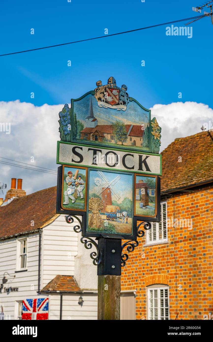 Village sign for Stock, Essex Stock Photo - Alamy
