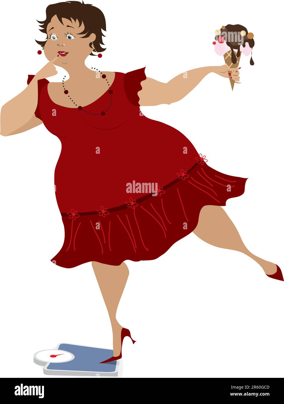 Illustration of a lady who attempts cheat the scales Stock Vector Image ...