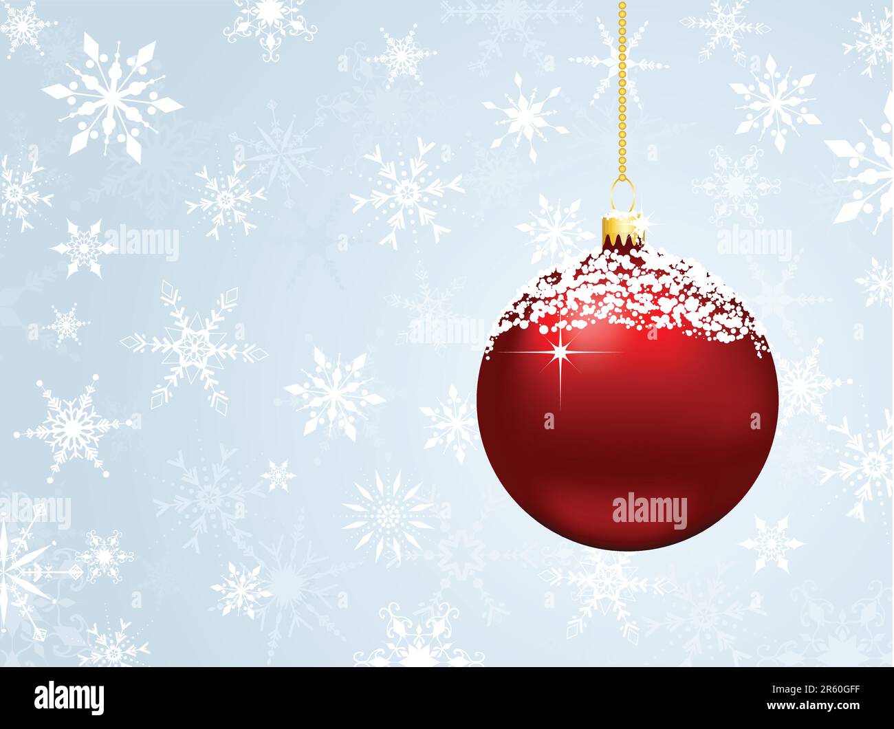 Snowflake background with snowy Christmas bauble Stock Vector Image ...