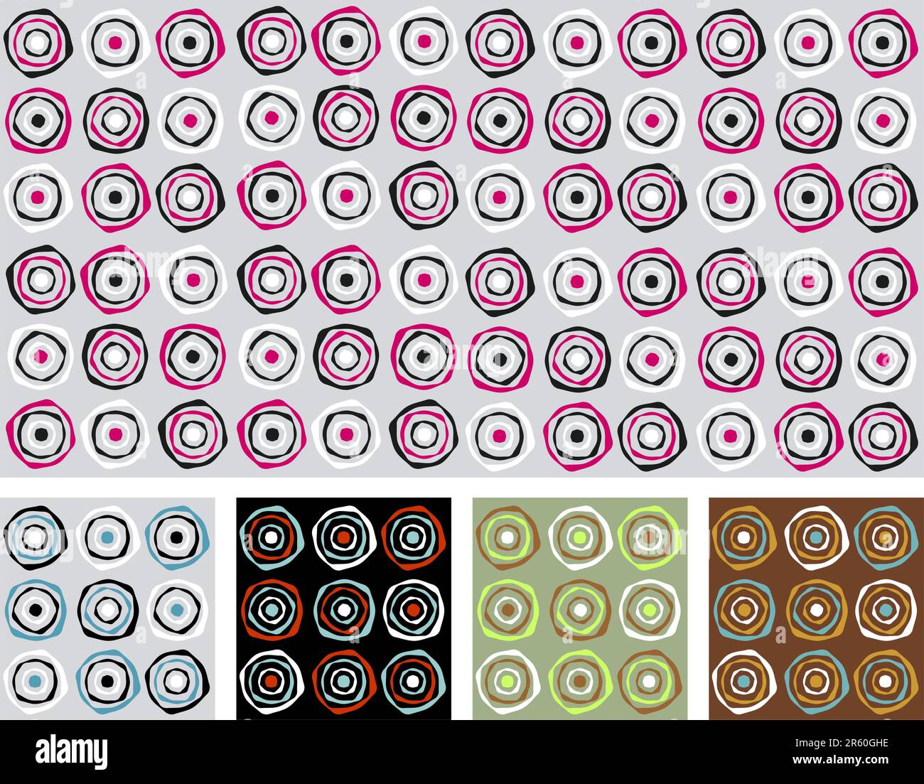abstract retro seamless pattern / wallpaper / vector / 5 color variants ...