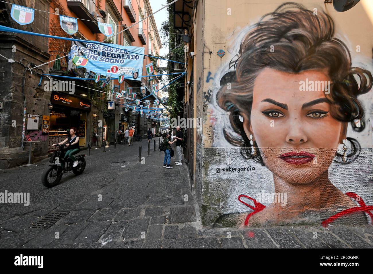 June 6, 2023, NAPLES, ITALY: The mural of former Italian actress Sofia ...