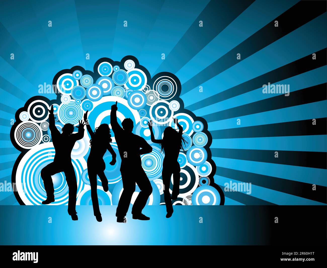 Silhouettes of people dancing on retro styled background Stock Vector ...