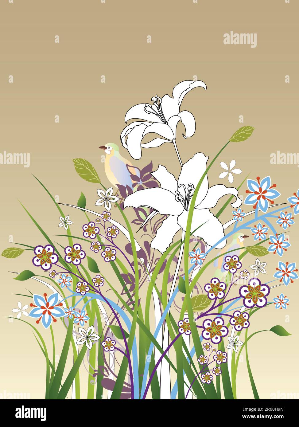 illustration drawing of floral background Stock Vector Image & Art - Alamy